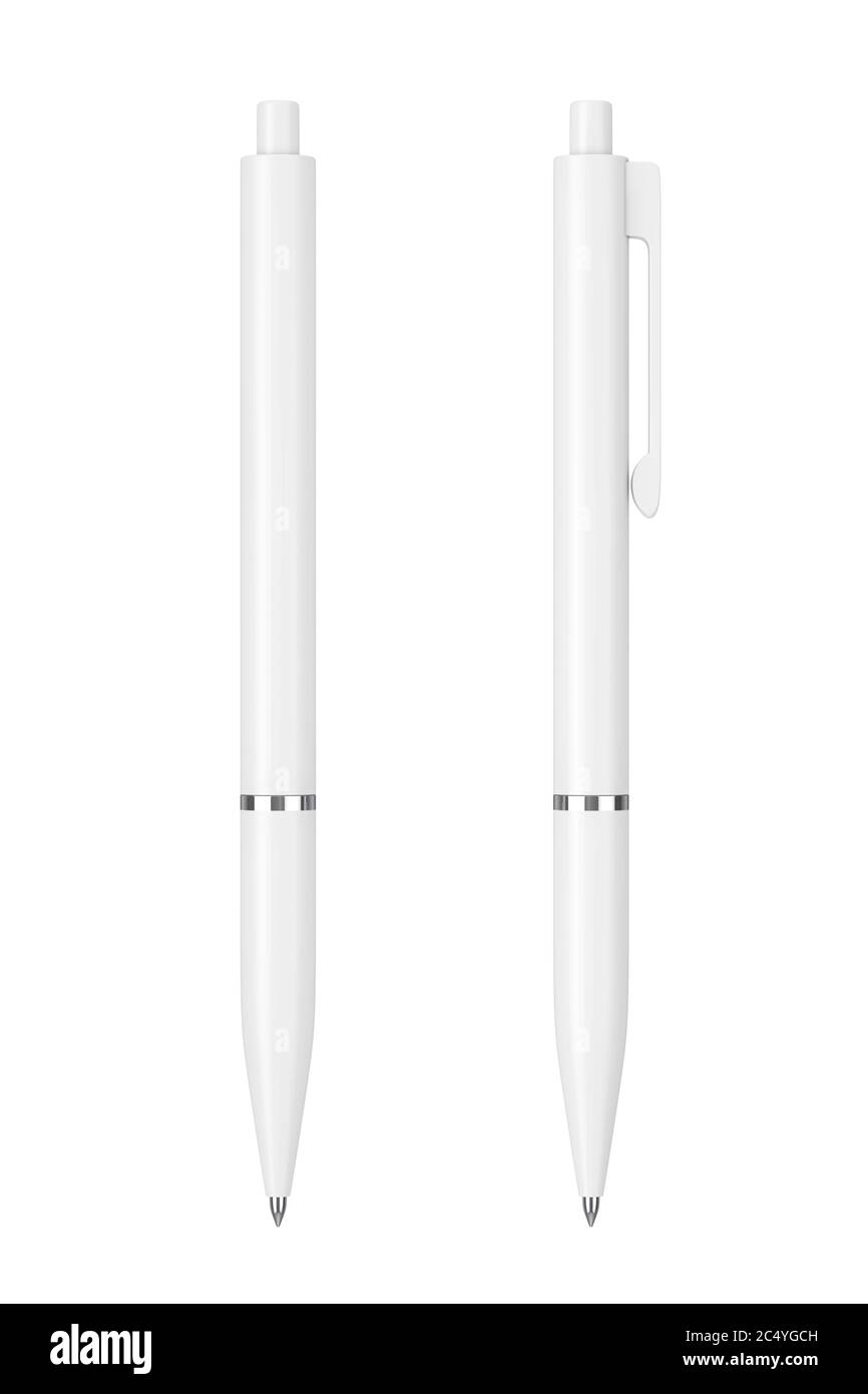White Mockup Ballpoint Pen with Blank Space for Yours Logo or Design on ...