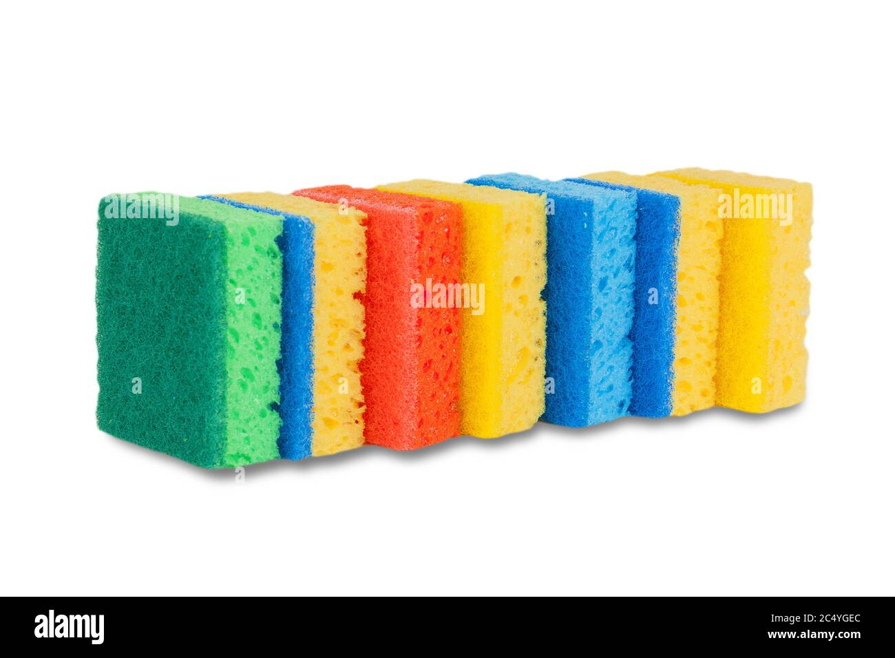Stack of Household Cleaning Sponges for Cleaning on a white background ...