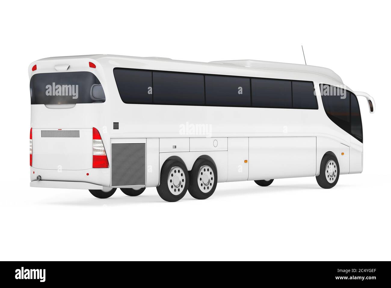 Big White Coach Tour Bus with Blank Surface for Yours Design on a white ...