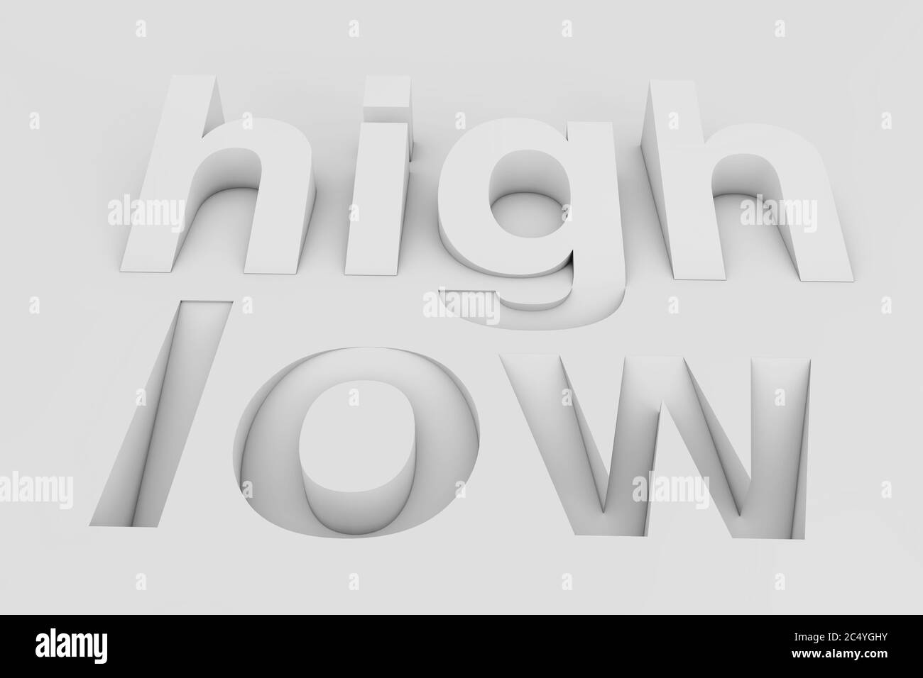 Abstract High and Low Sign on a white background. 3d Rendering Stock ...