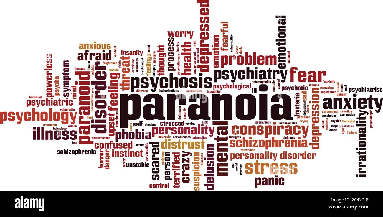 Paranoia word cloud concept. Collage made of words about paranoia ...