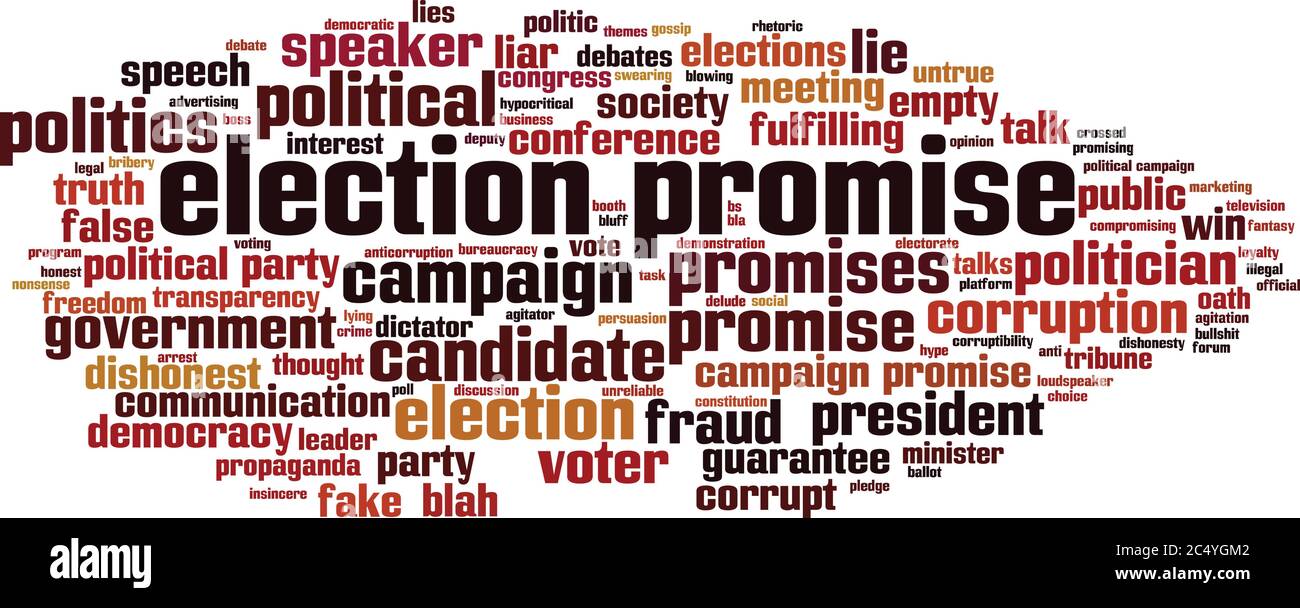 Election promise word cloud concept. Collage made of words about ...