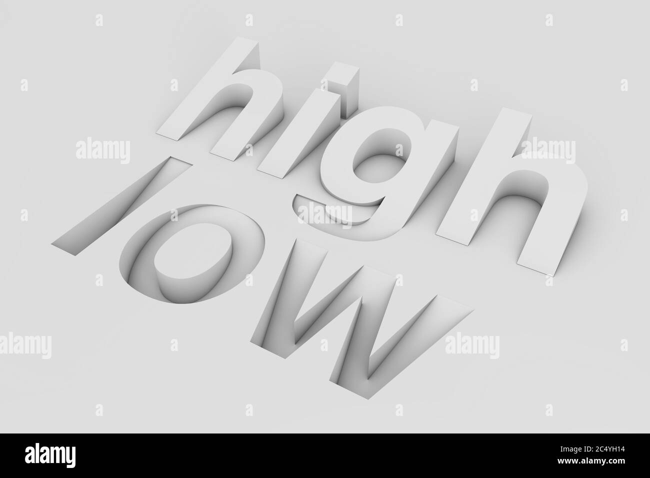 Abstract High and Low Sign on a white background. 3d Rendering Stock ...