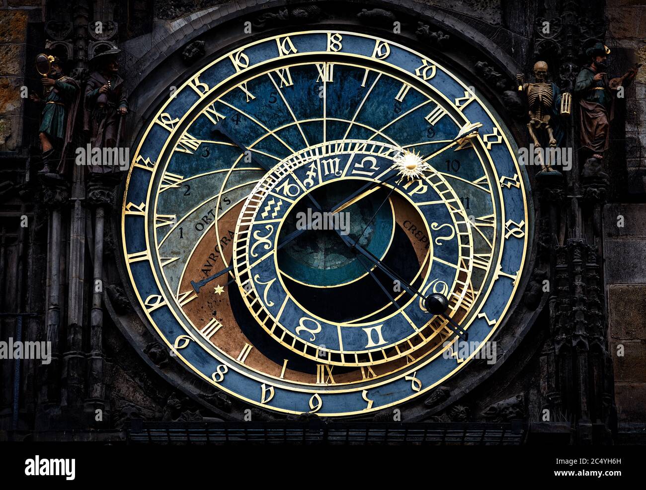 Historical medieval astronomical clock in Old Town Square in Prague ...