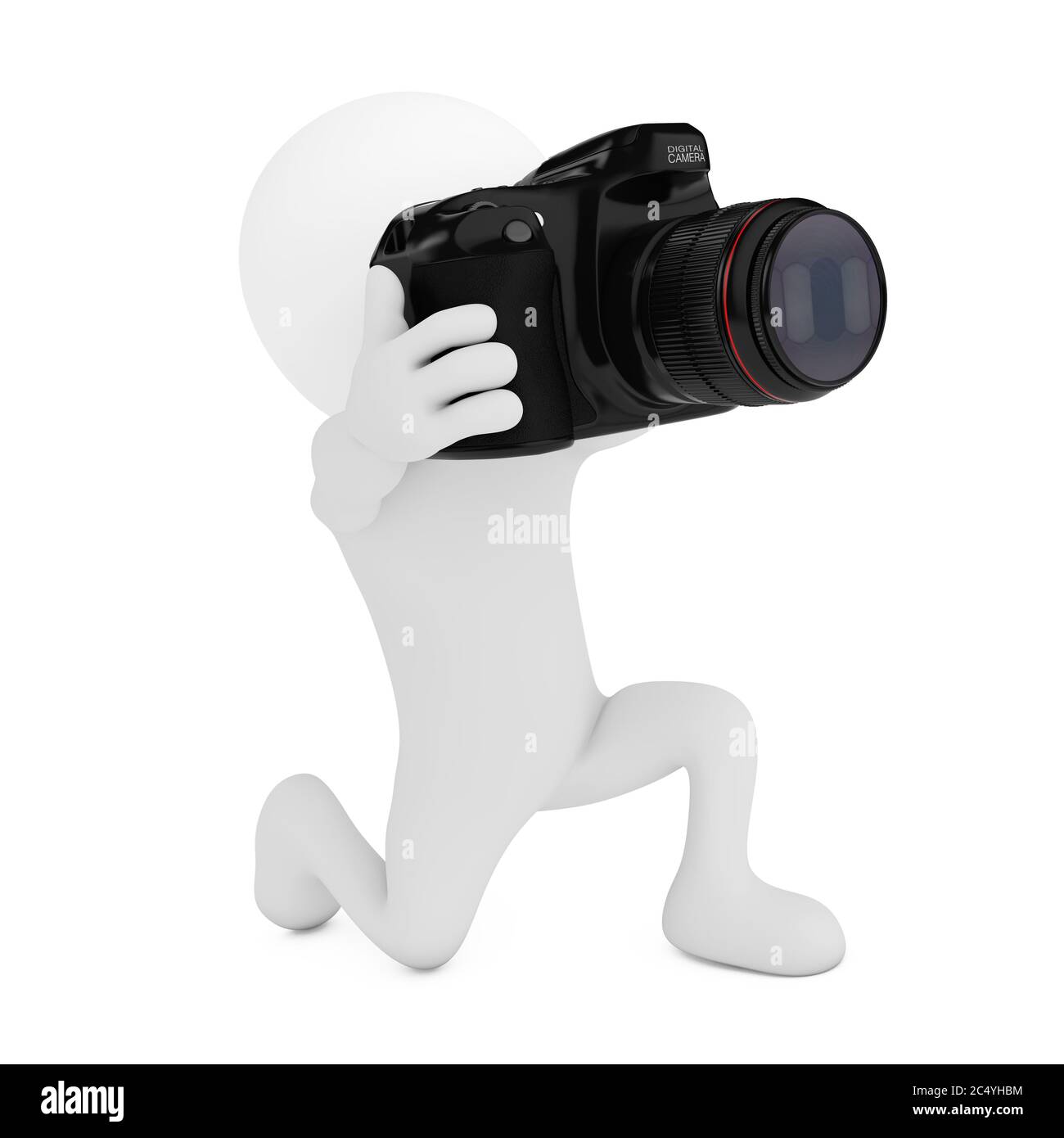 3d Photographer Person with Digital Camera on a white background. 3d ...