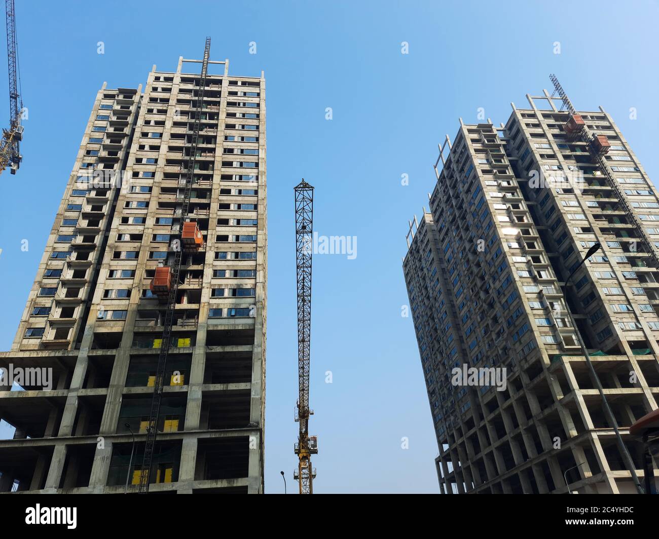 big building construction. Crane and building construction. Bekasi ...