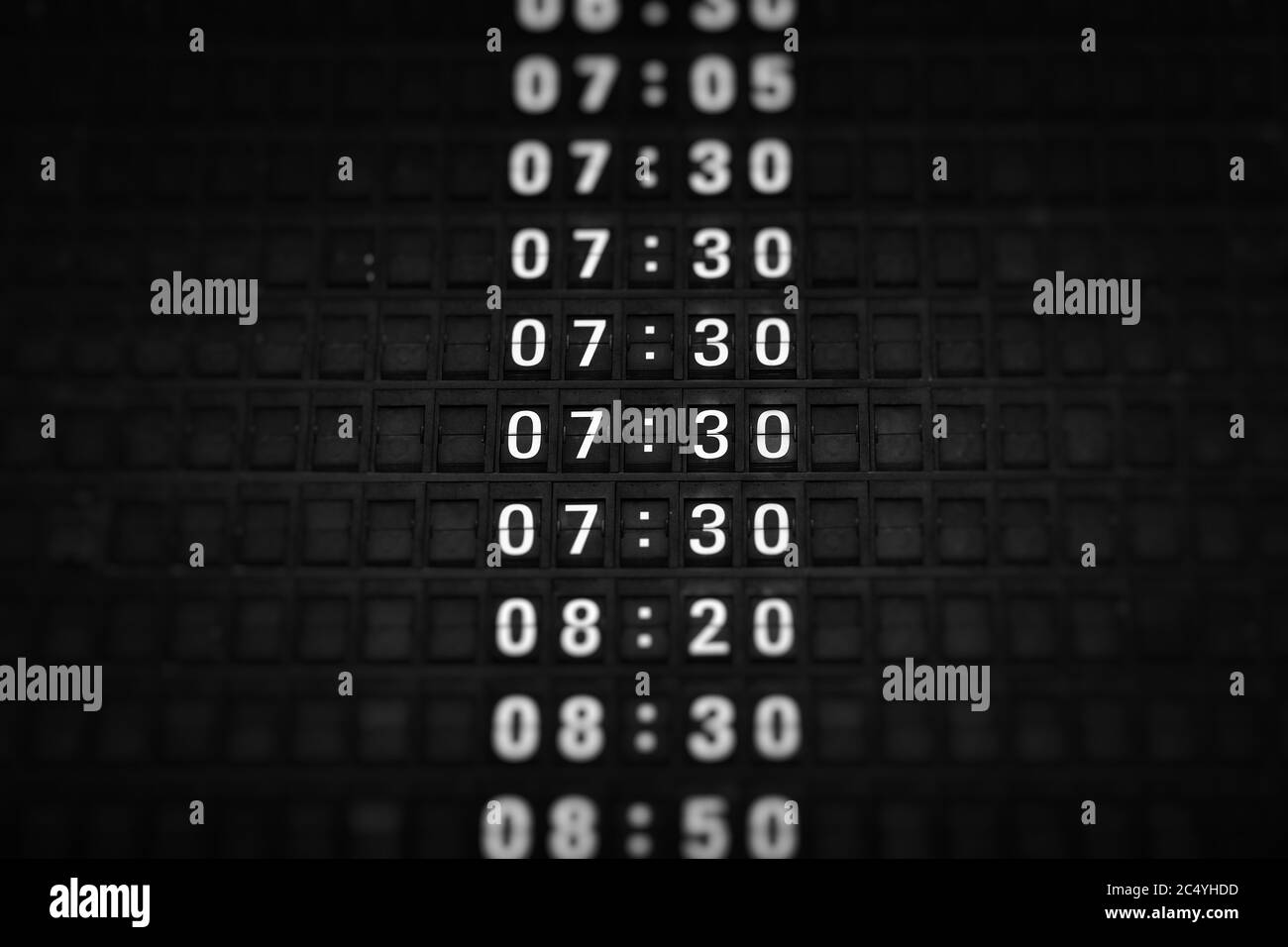 Time boards at the airport. Flight information mechanical timetable ...