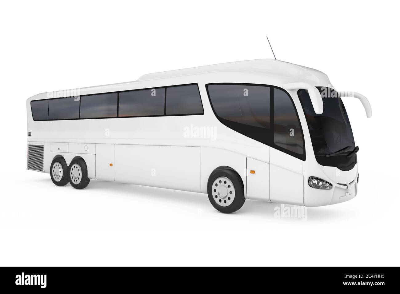 Big White Coach Tour Bus with Blank Surface for Yours Design on a white ...