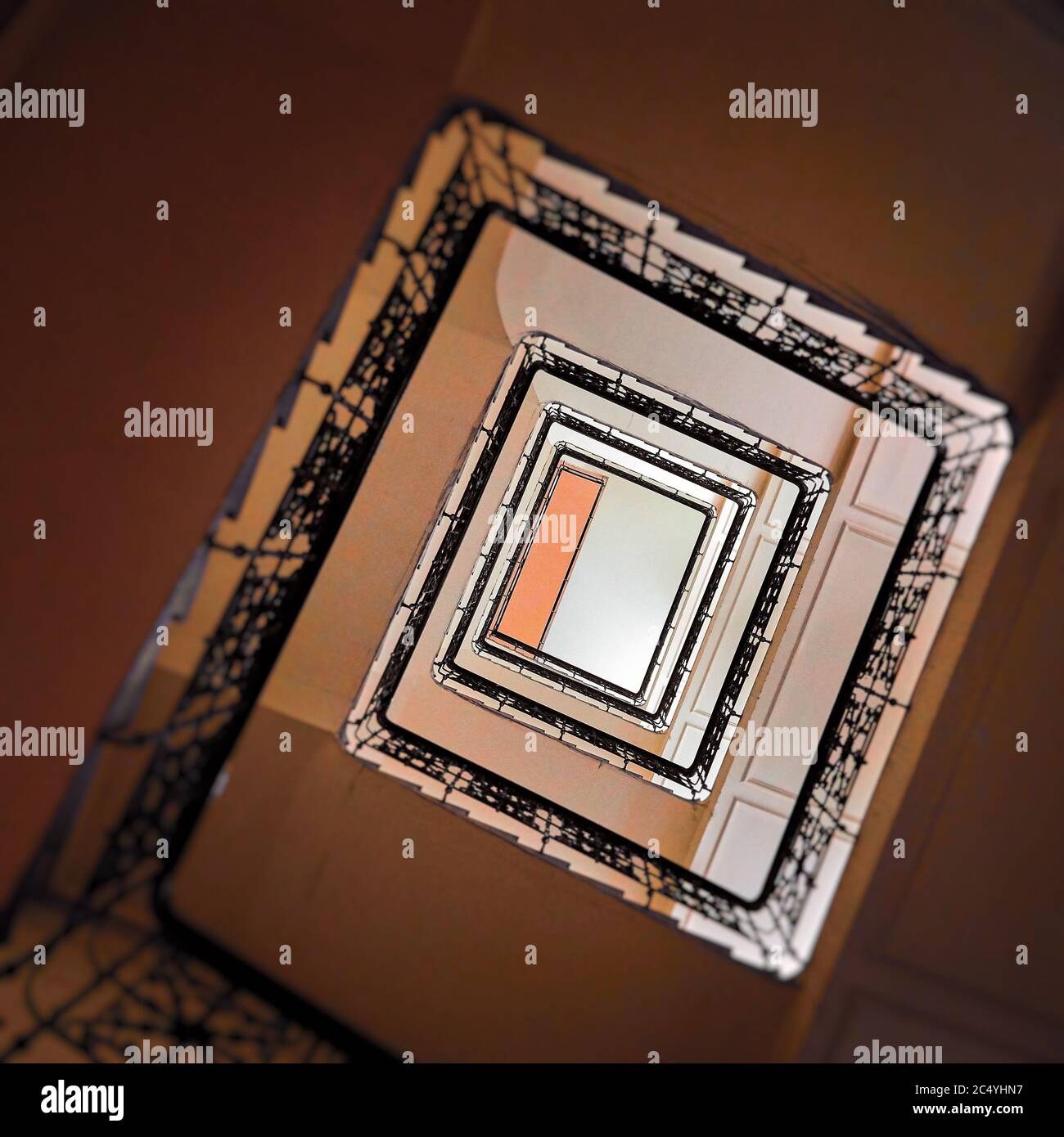 Abstract architecture background, square concrete stairway perspective ...