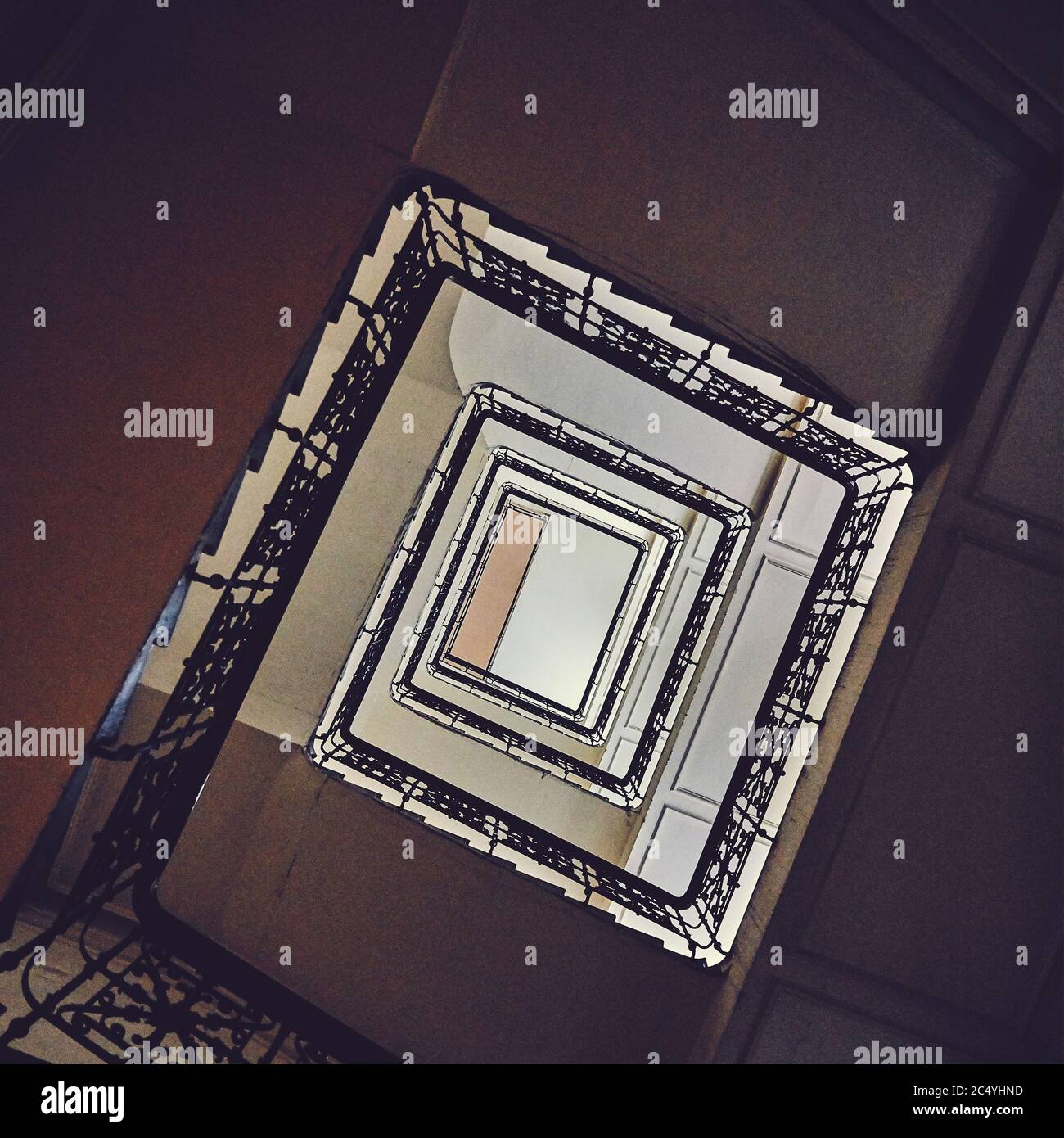 Abstract architecture background, square concrete stairway perspective ...