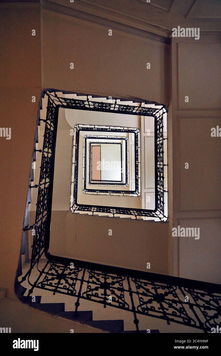 Abstract architecture background, square concrete stairway perspective ...