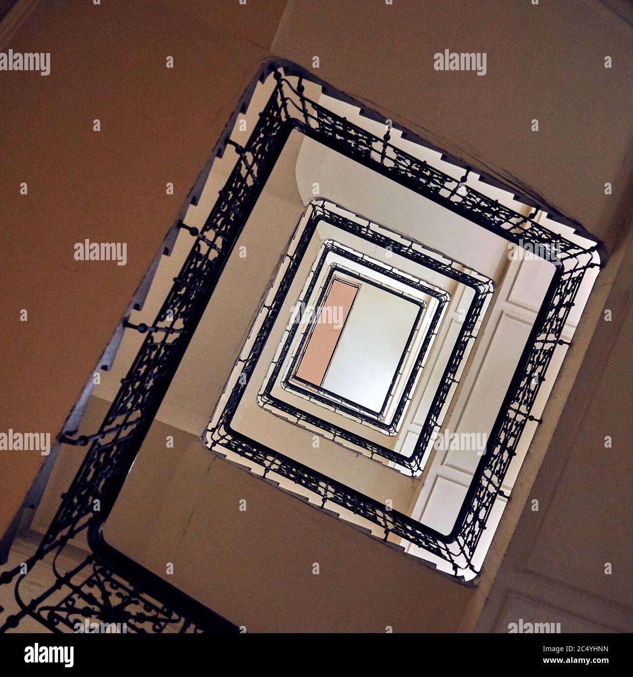 Abstract architecture background, square concrete stairway perspective ...