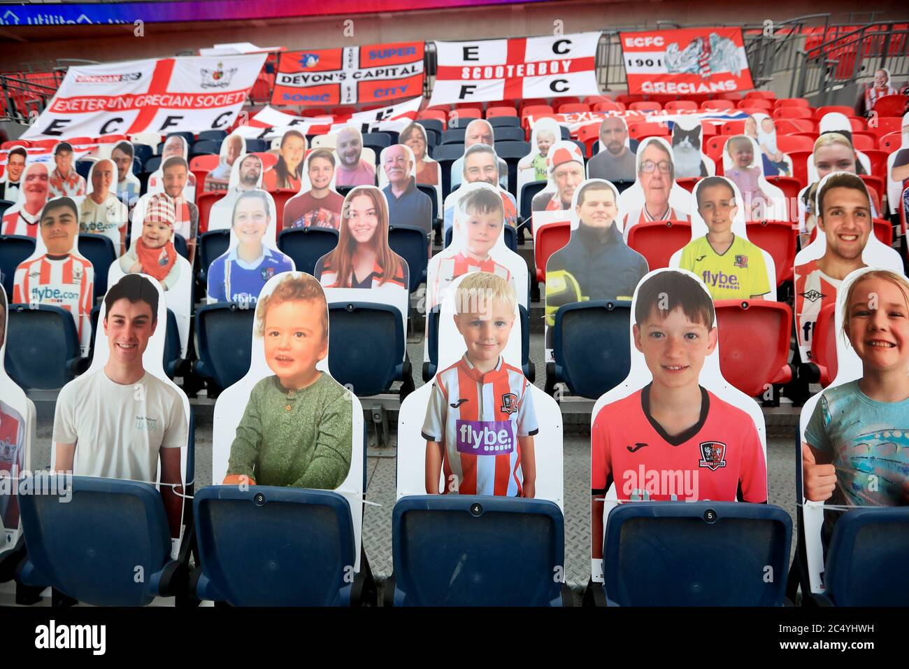 Cardboard cut outs of Exeter City fans in the stands during the Sky Bet ...