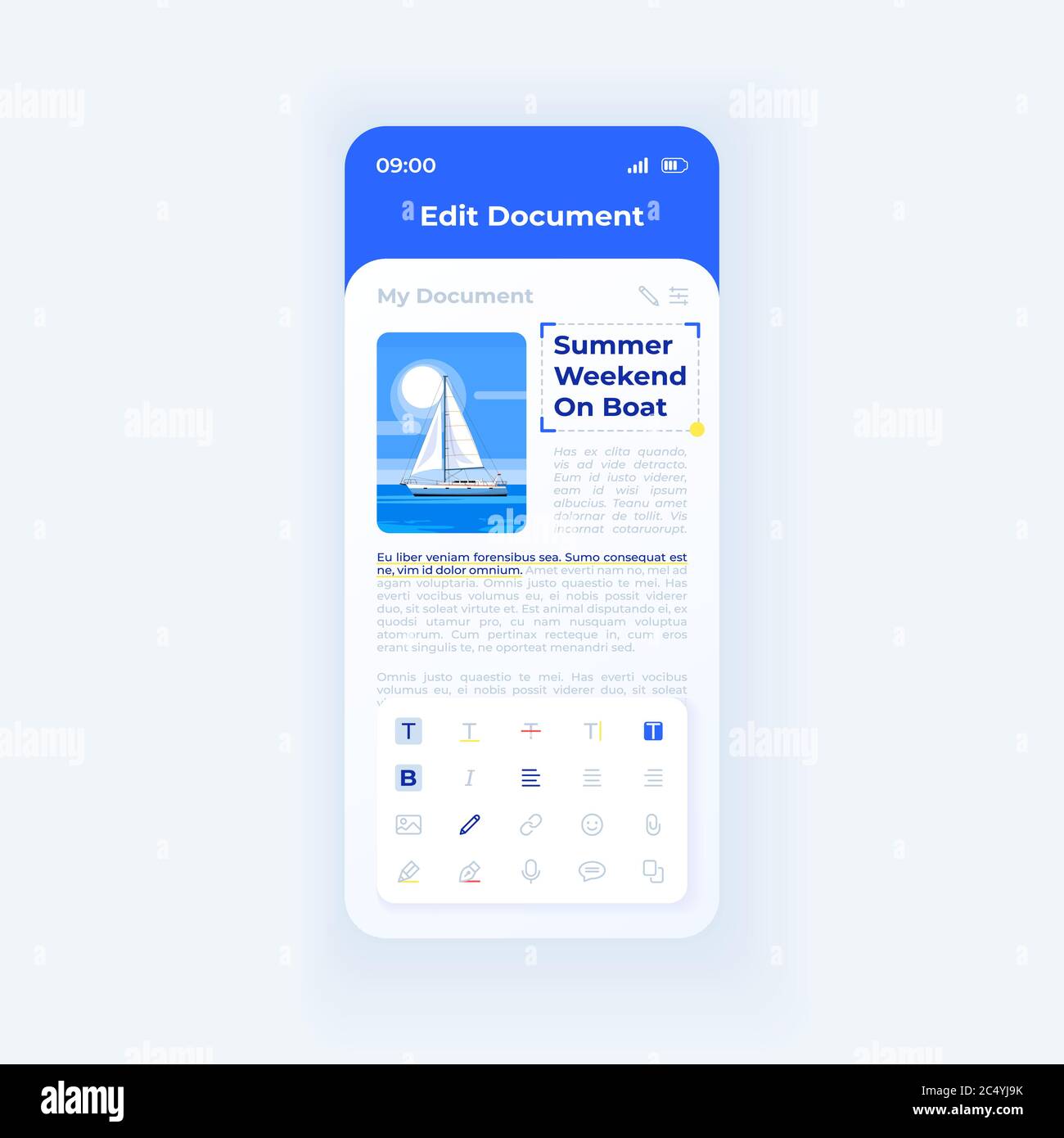 Document editing smartphone interface vector template Stock Vector ... Document editing smartphone interface vector template Stock Vector ...
