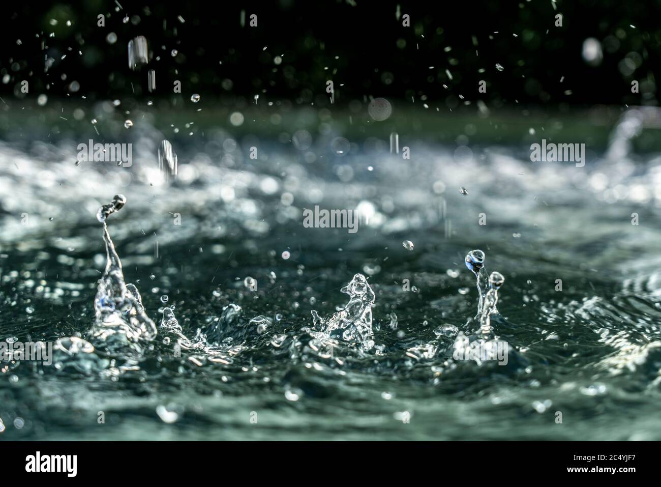 Drops of water, hitting the water surface Stock Photo - Alamy