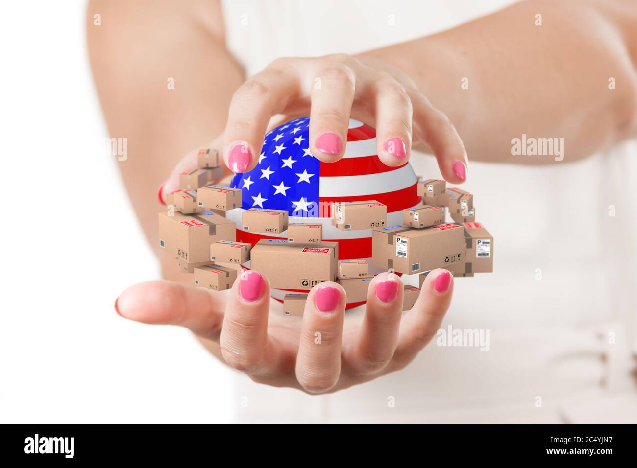 Container ship usa flag hi-res stock photography and images - Alamy
