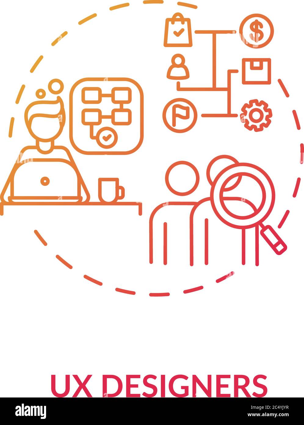 UX designer red gradient concept icon Stock Vector Image & Art - Alamy