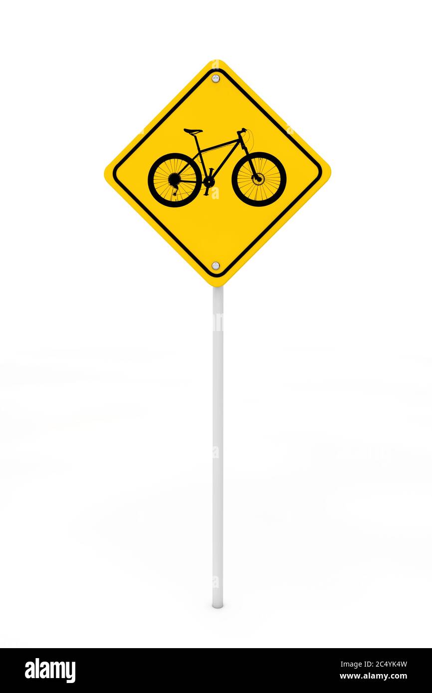 Bicycle Traffic Warning Sign on a white background. 3d Rendering Stock ...