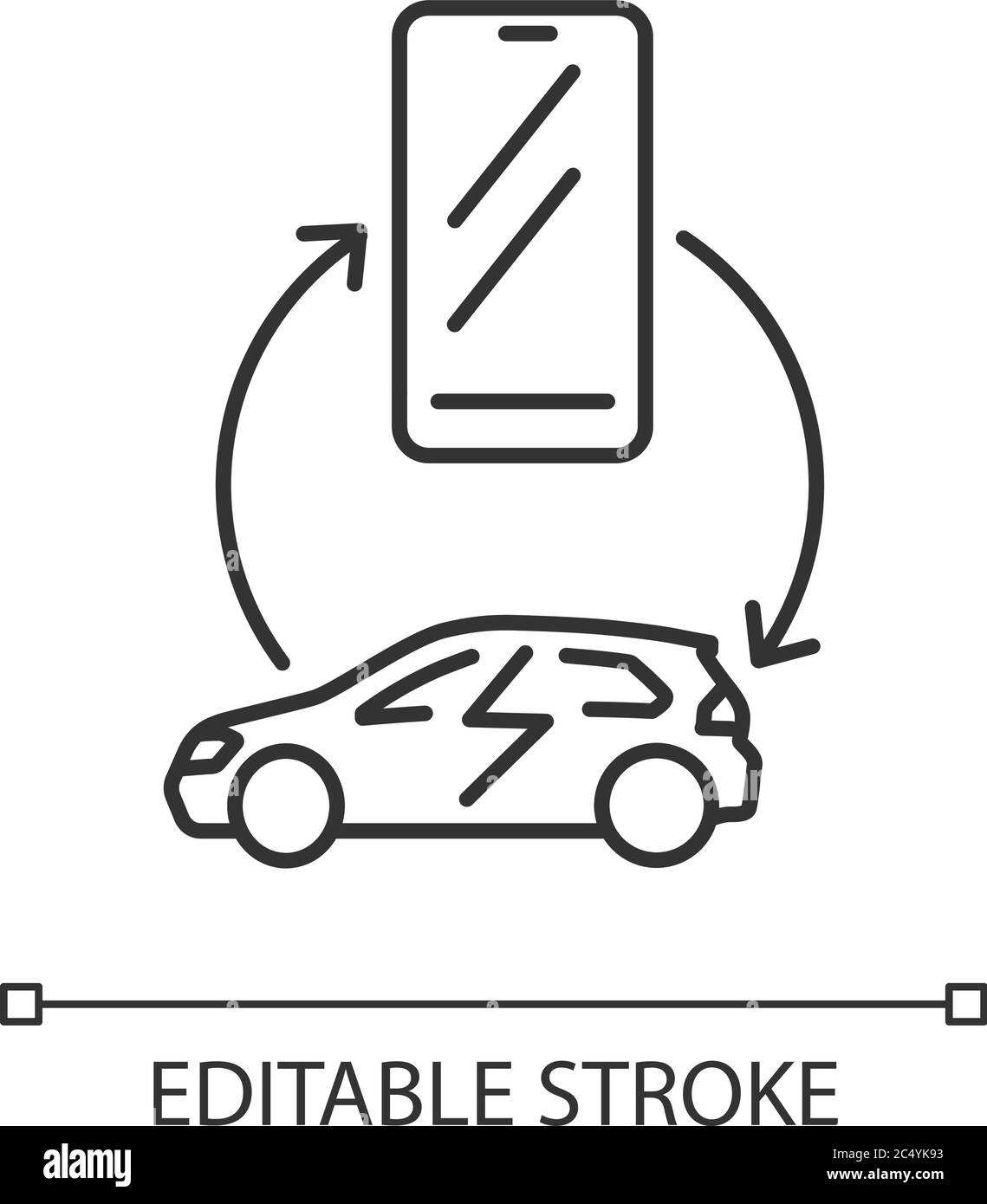 Car integration with smartphone linear icon Stock Vector Image & Art ...