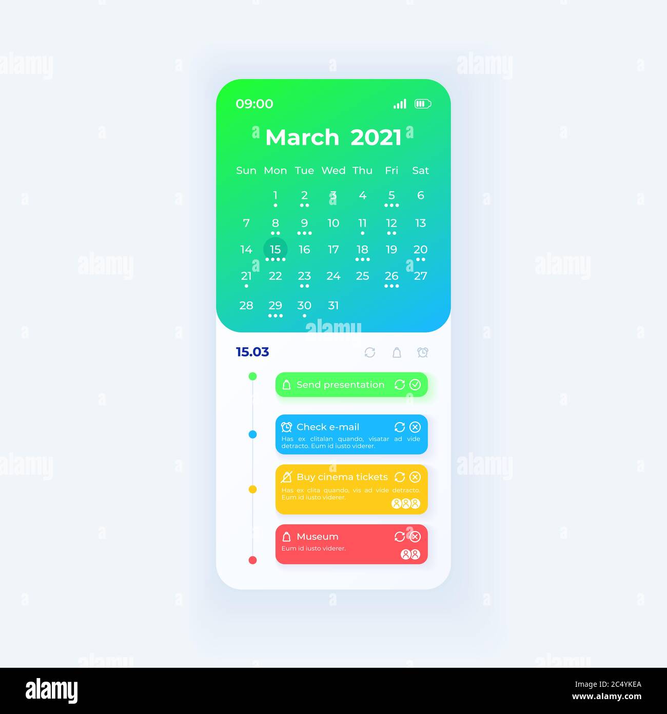 Calendar smartphone interface vector template Stock Vector Image & Art ...
