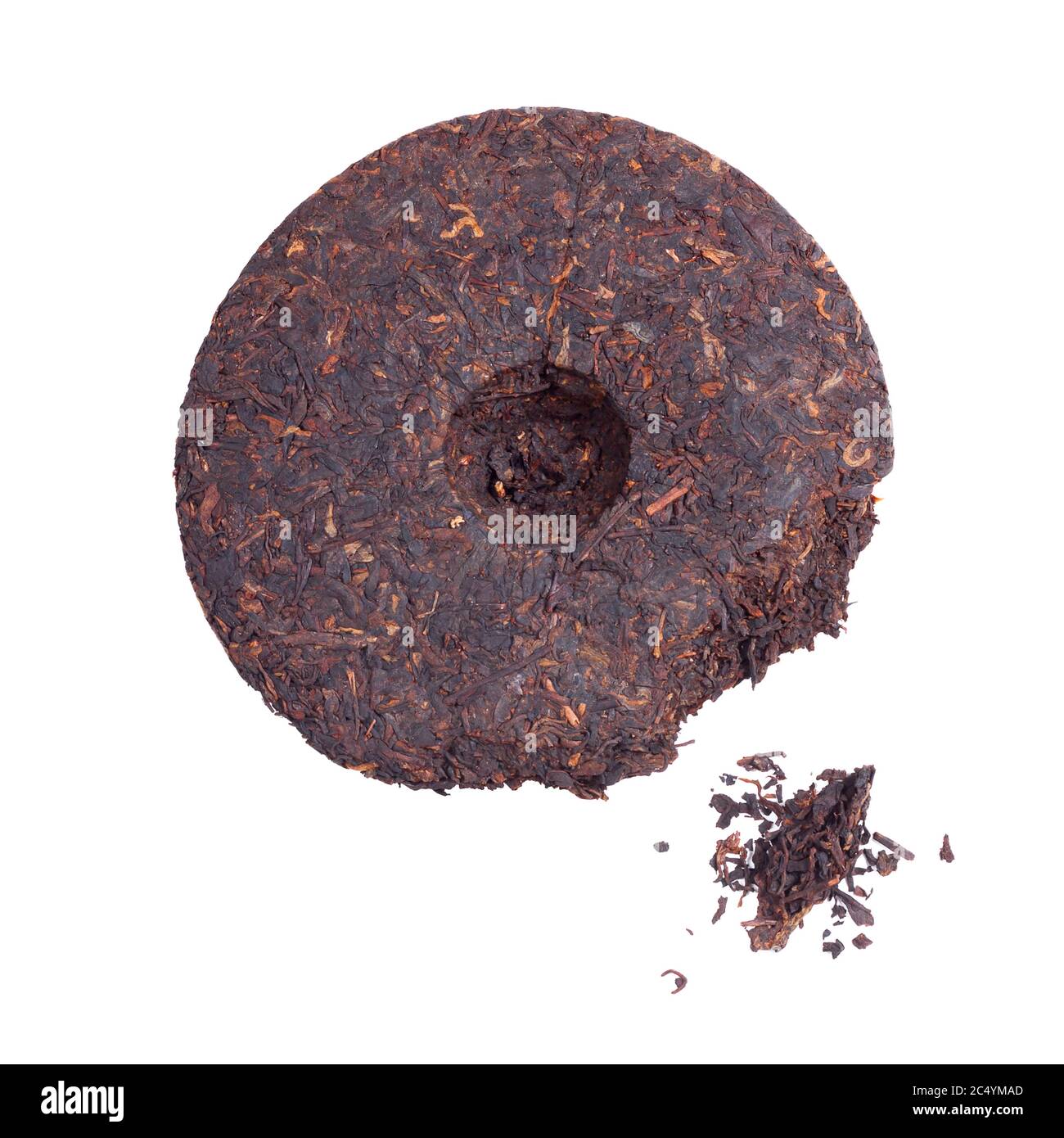Round Flat Disc of Traditional Chinese Shu Puer or Puerh Tea isolated ...