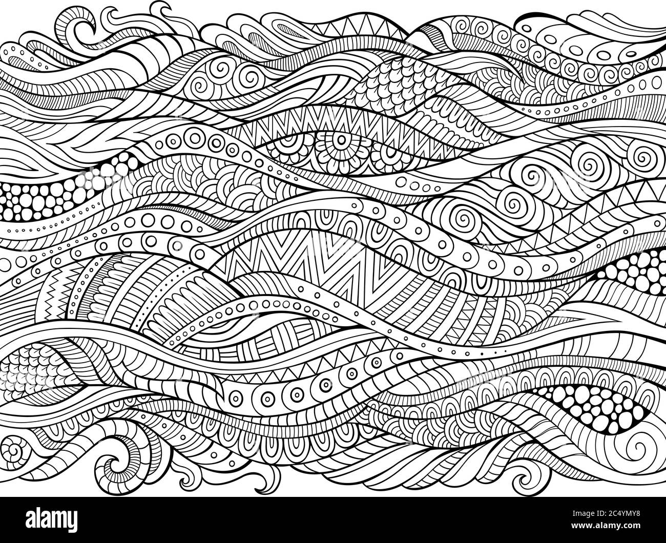 Vector hand drawn outline abstract ornamental ethnic background Stock ...
