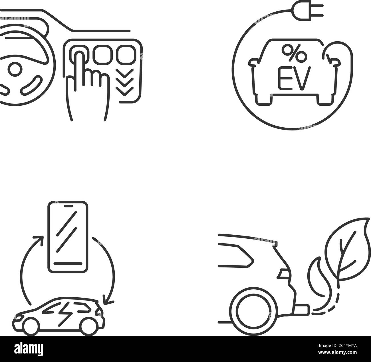 Electric car benefits linear icons set Stock Vector Image & Art - Alamy