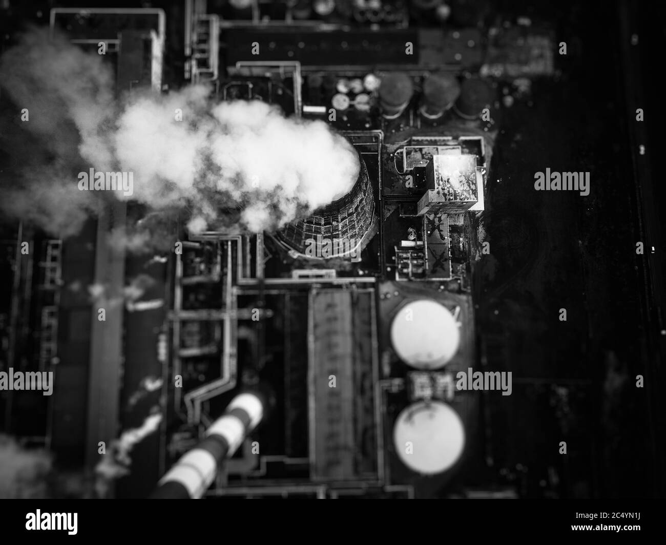 Smoking pipes of thermal power plant. Aerial view. Pipes of thermal ...