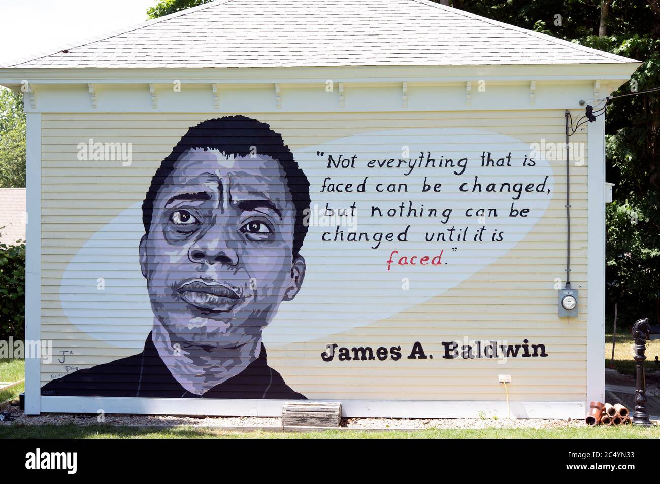 A mural painted on the side of a barn in Barnstable, Massachusetts, on ...