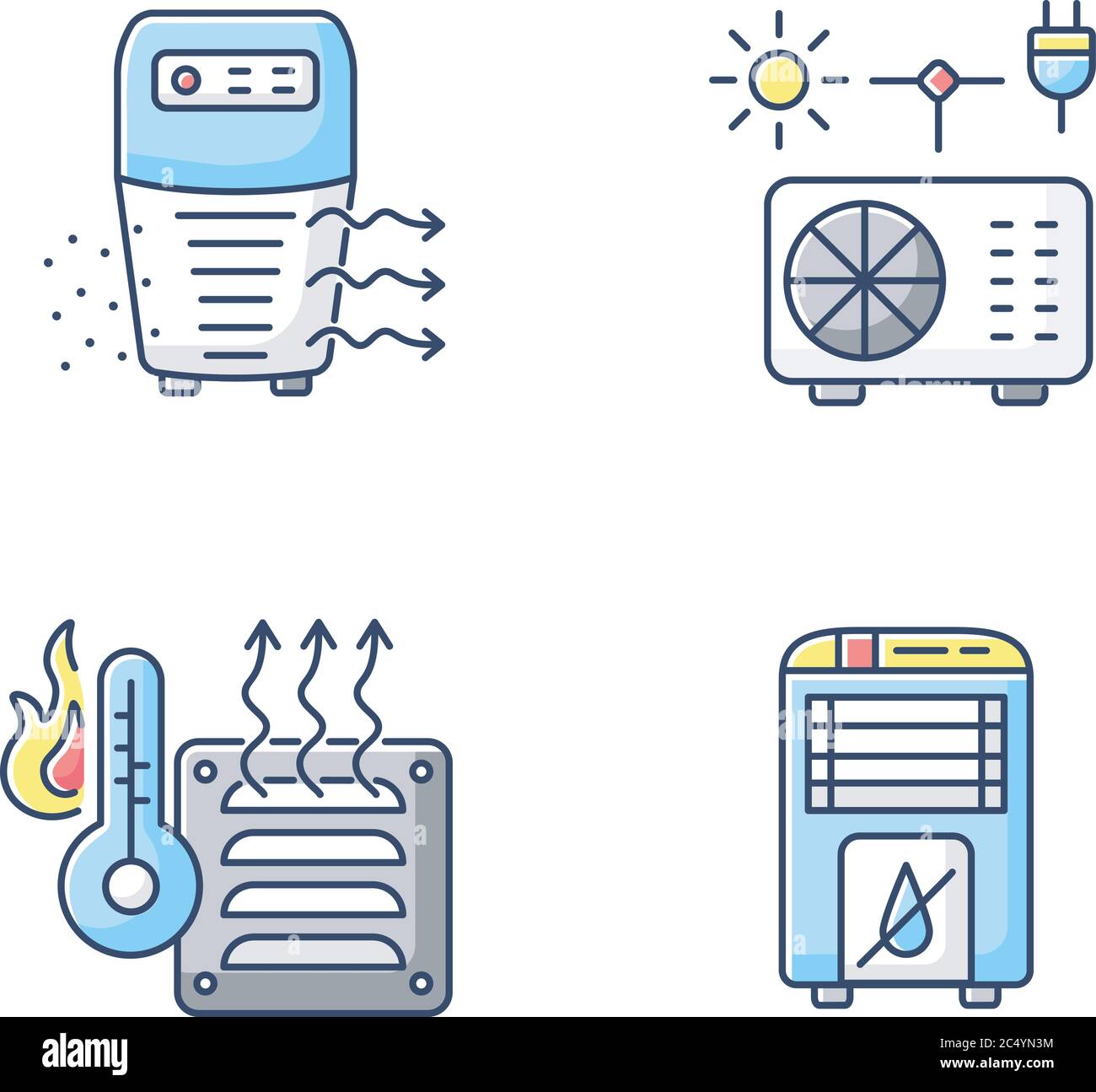 Air heating RGB color icons set Stock Vector Image & Art - Alamy