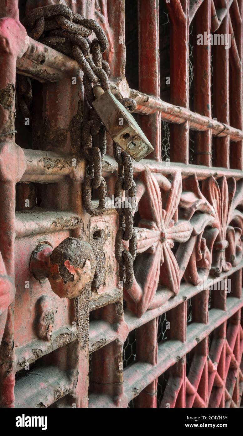 old rusty lock on a steel door Stock Photo - Alamy