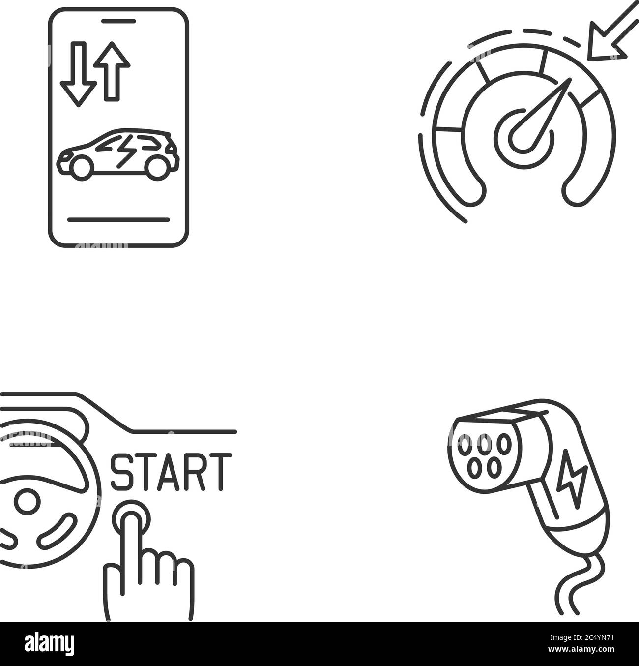 Smart car technologies linear icons set Stock Vector Image & Art - Alamy