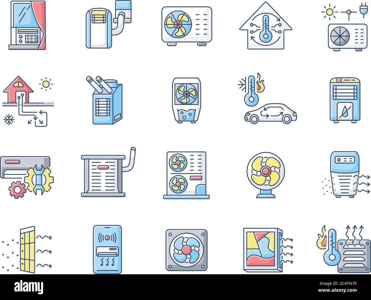 Air conditioning RGB color icons set Stock Vector Image & Art - Alamy