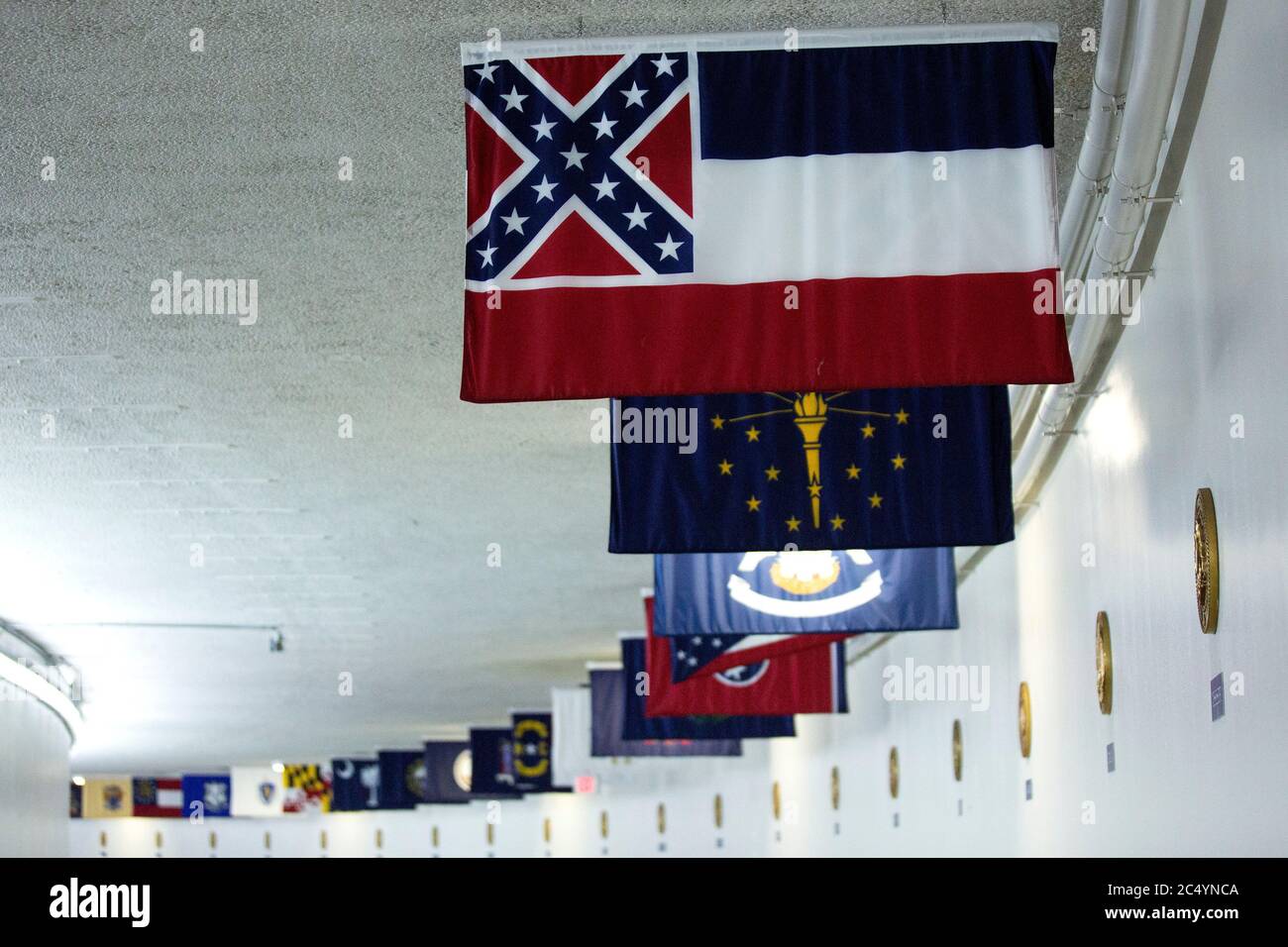 Washington, DC, USA. 29th June, 2020. The Mississippi State Flag is ...