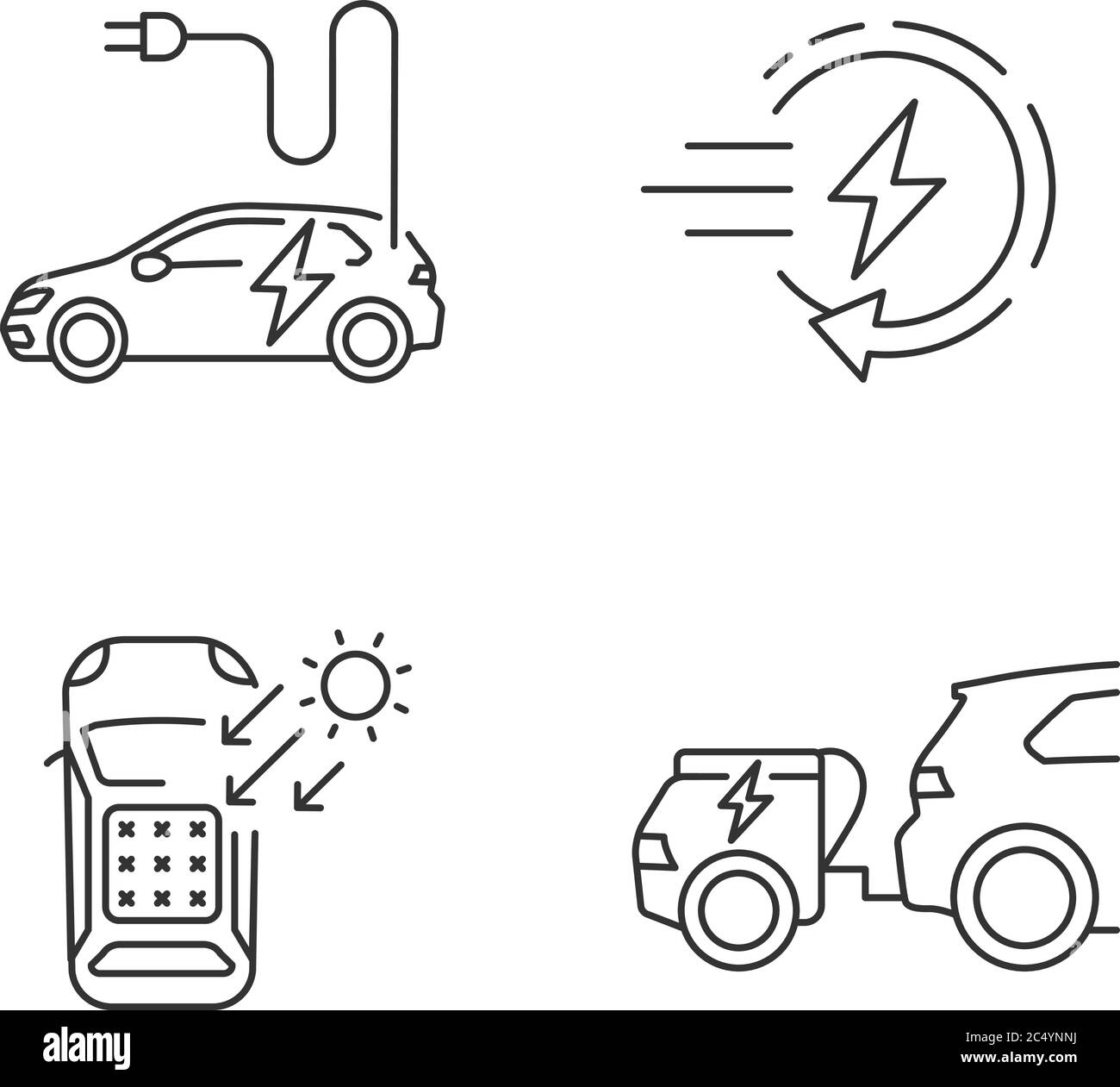 Alternative energy transport linear icons set Stock Vector Image & Art ...