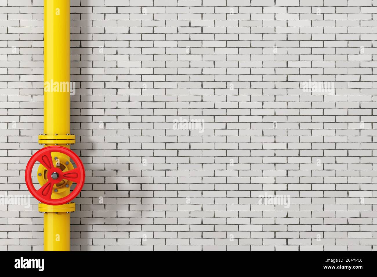 Valve with Gas Pipeline in front of a brick wall. 3d Rendering Stock ...