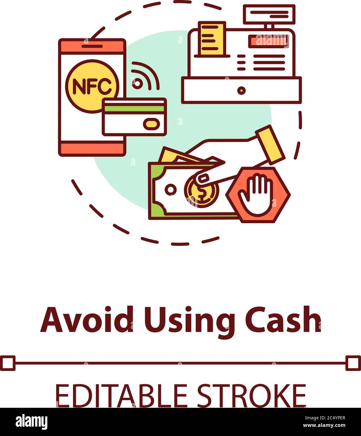 Avoid using cash concept icon Stock Vector Image & Art - Alamy