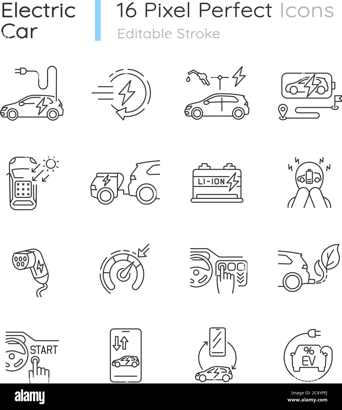 Electric car linear icons set Stock Vector Image & Art - Alamy