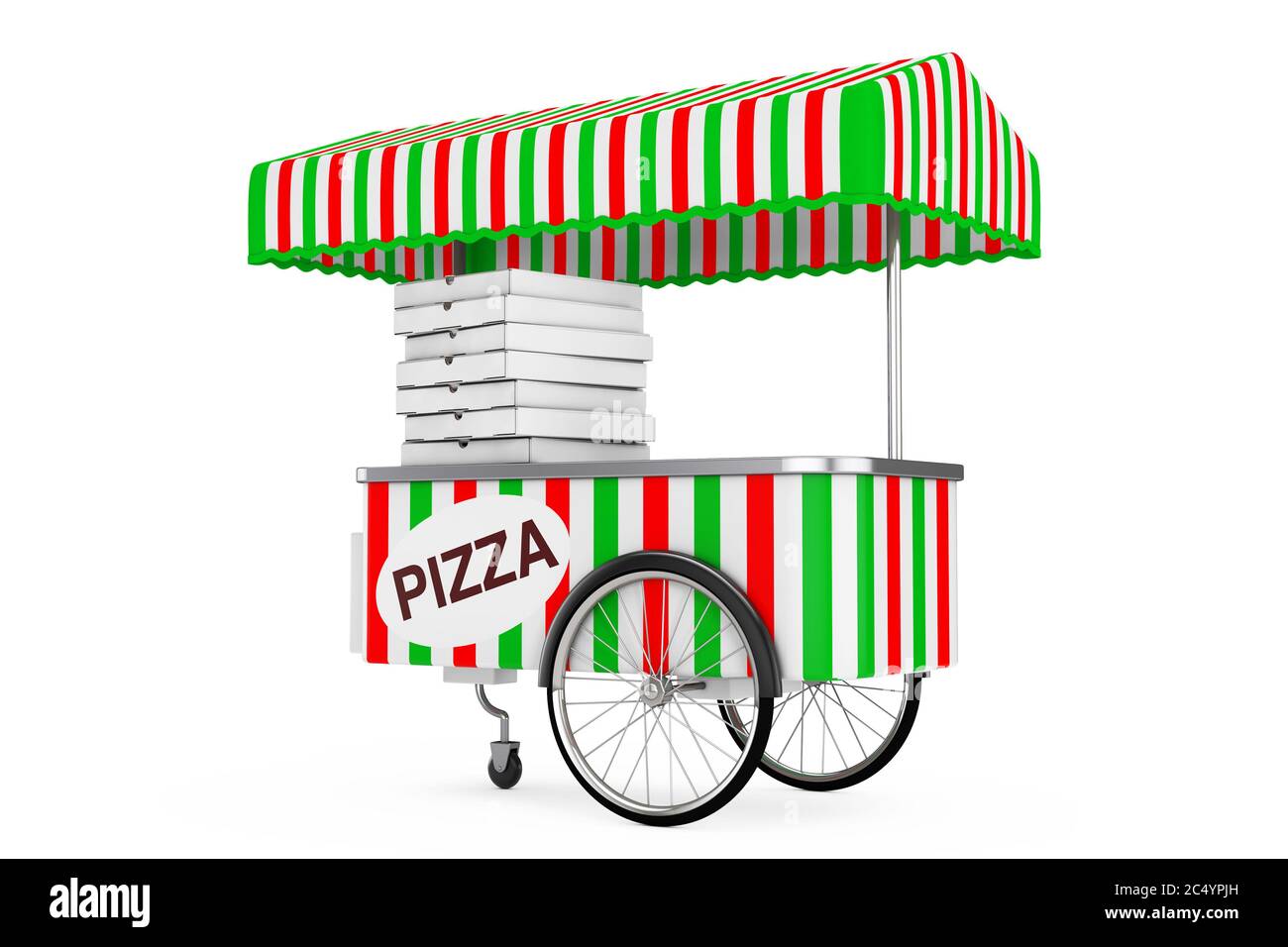 Pizza Trolley Cart on a white background. 3d Rendering Stock Photo - Alamy