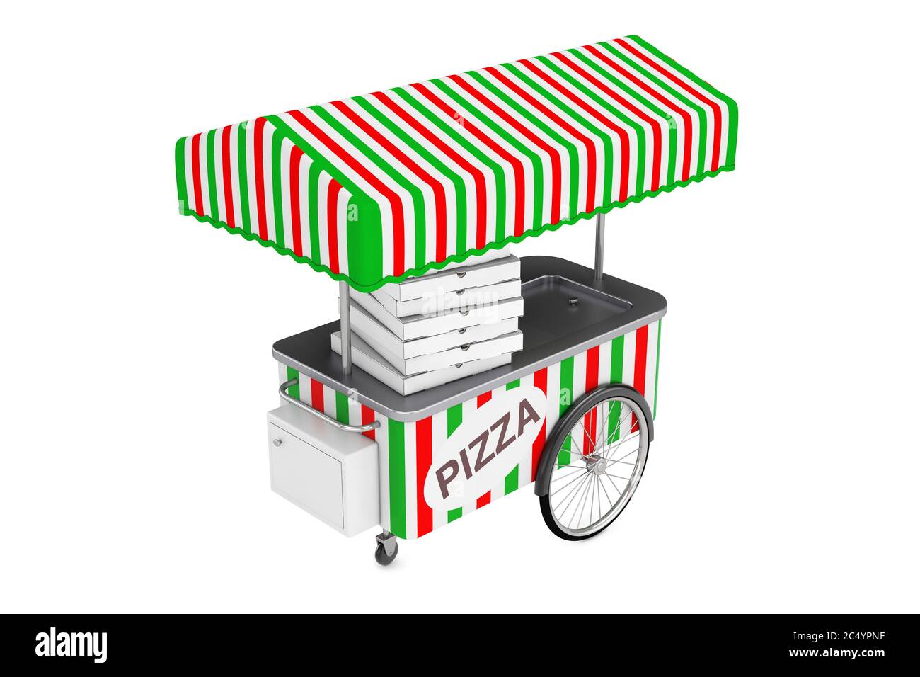 Pizza Trolley Cart on a white background. 3d Rendering Stock Photo - Alamy