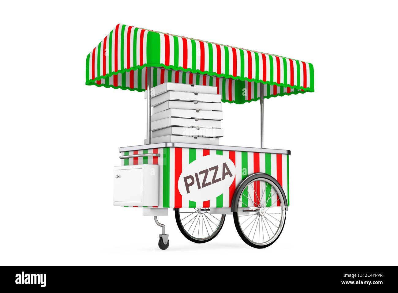 Pizza Trolley Cart on a white background. 3d Rendering Stock Photo - Alamy