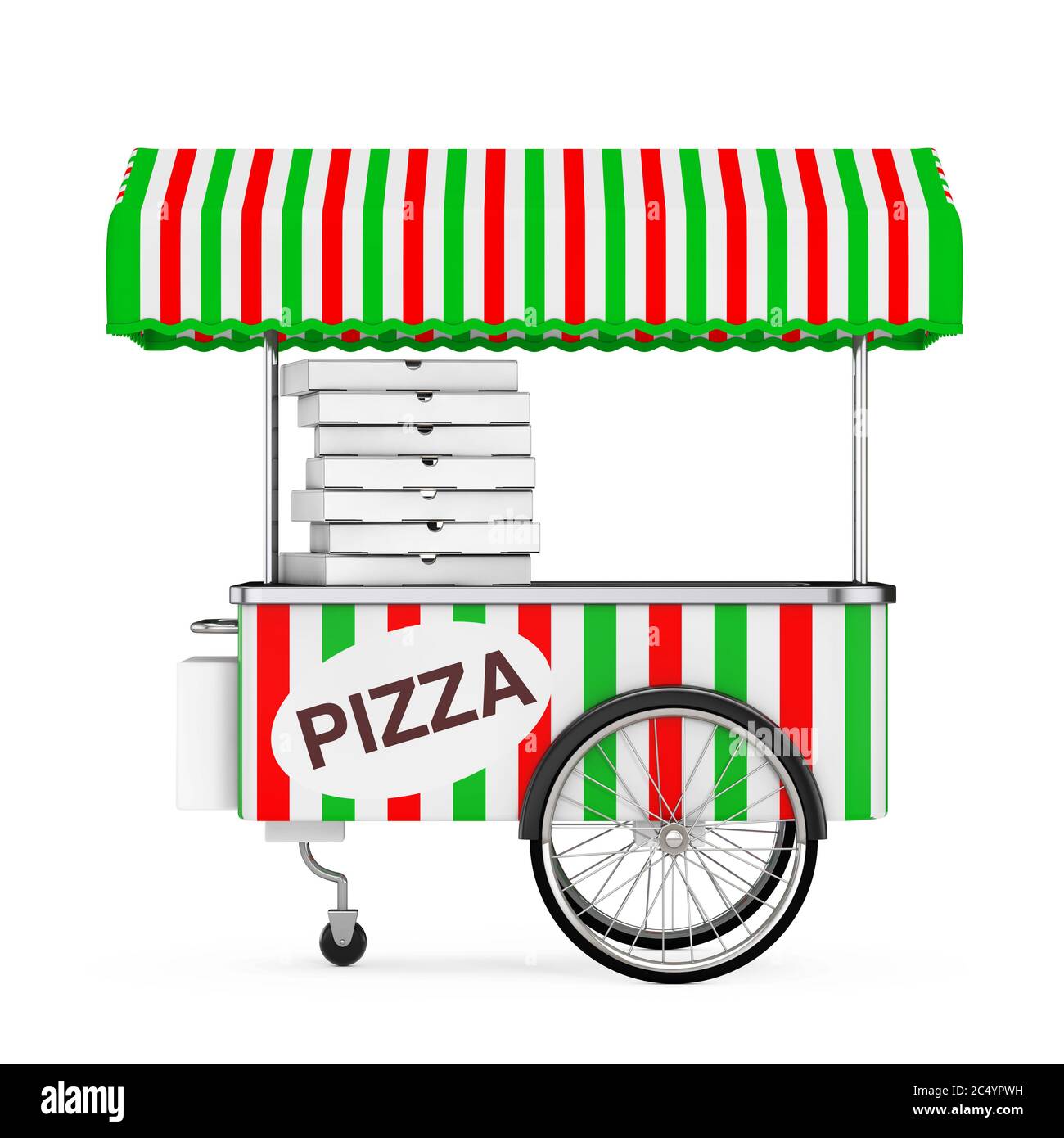 Pizza Trolley Cart on a white background. 3d Rendering Stock Photo - Alamy