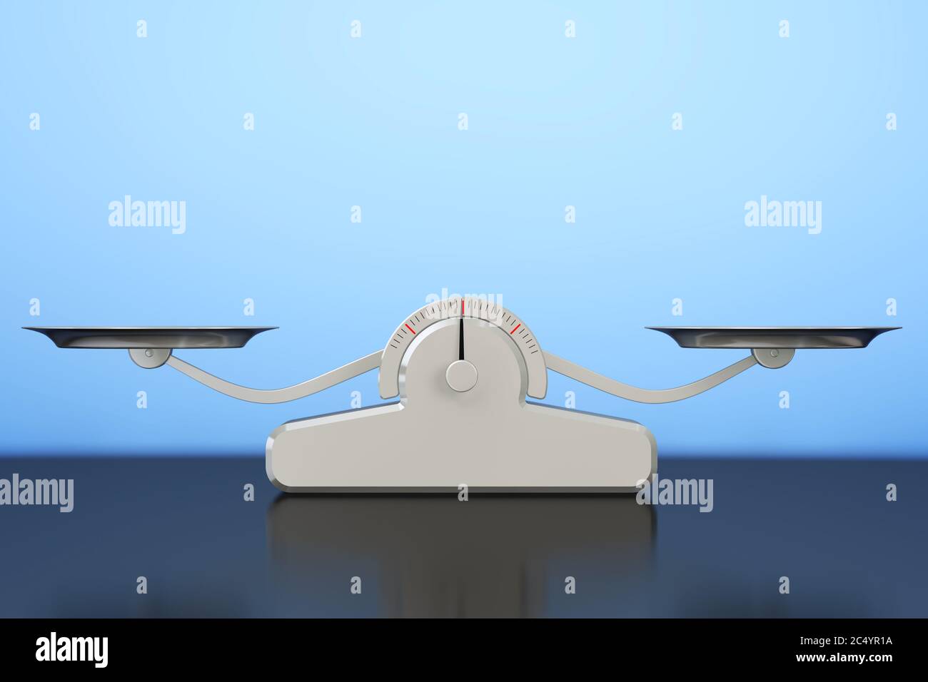 Simple Balance Scale on a blue background. 3d Rendering Stock Photo - Alamy