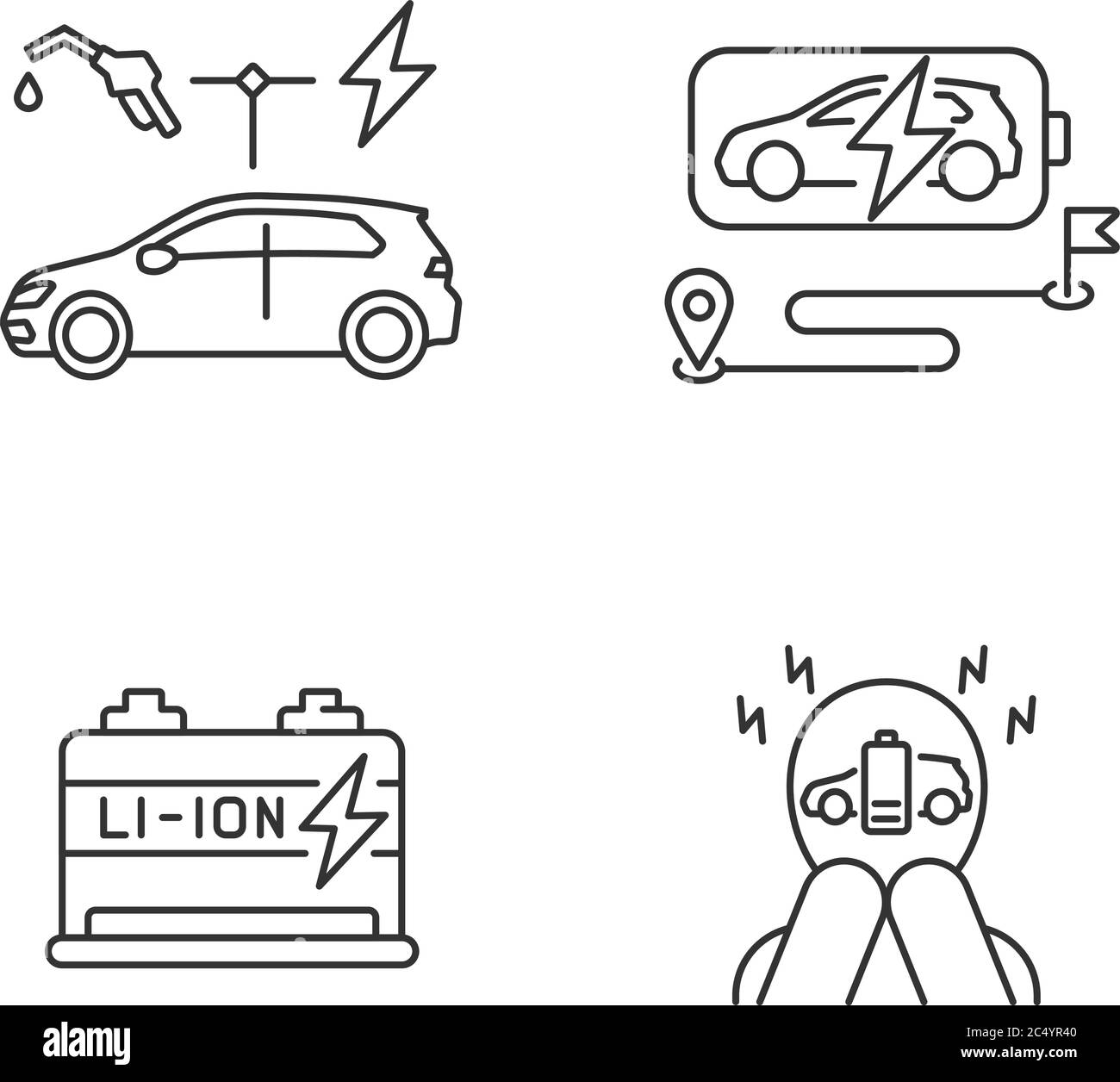 Electric vehicles travel linear icons set Stock Vector Image & Art - Alamy