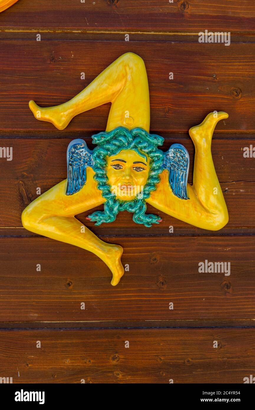 Photo of the Trinacria, which is an ancient symbol that shows the head ...