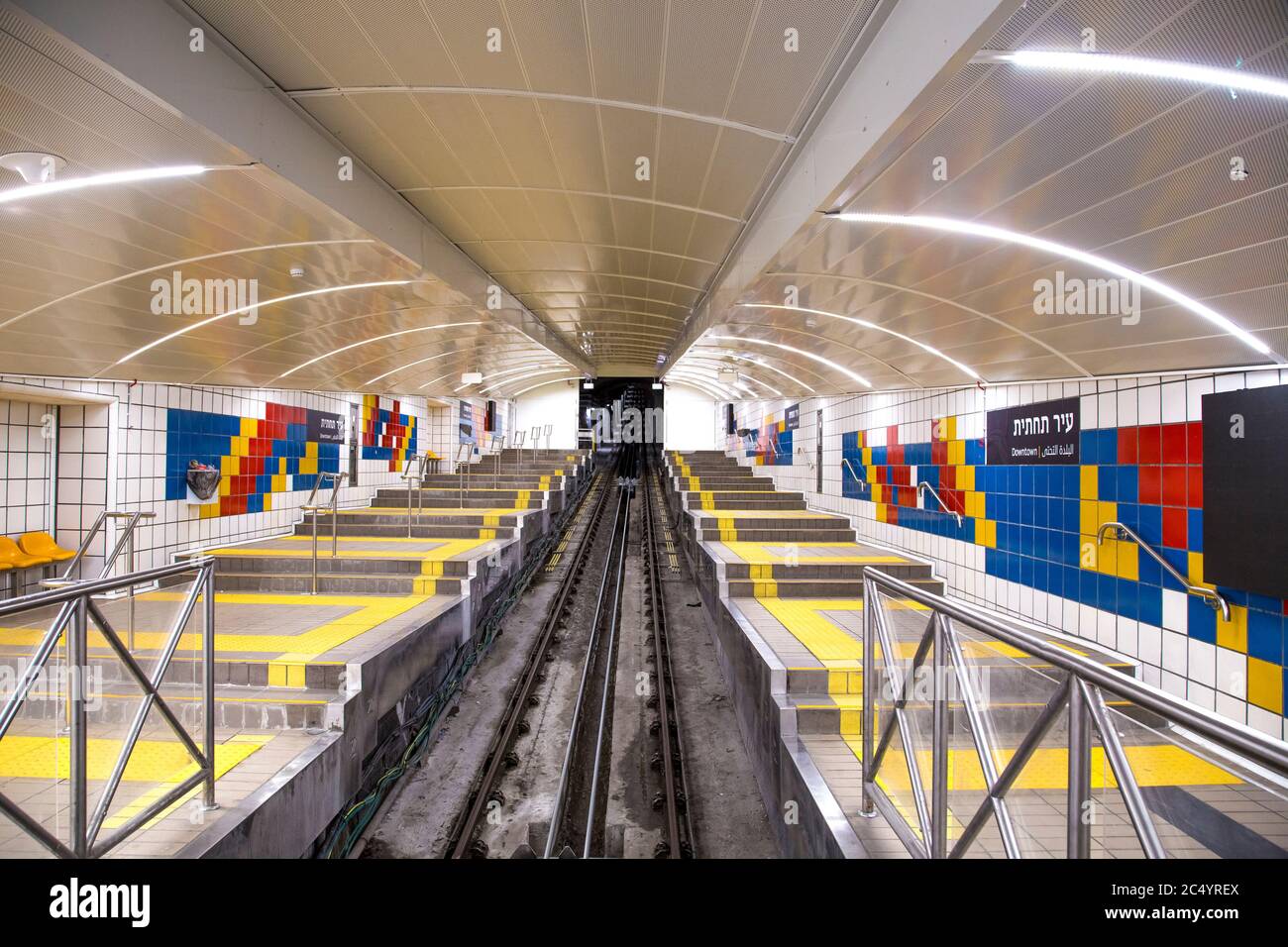 HAIFA, ISRAEL - OCTOBER 24, 2018: The Carmelit an underground funicular ...