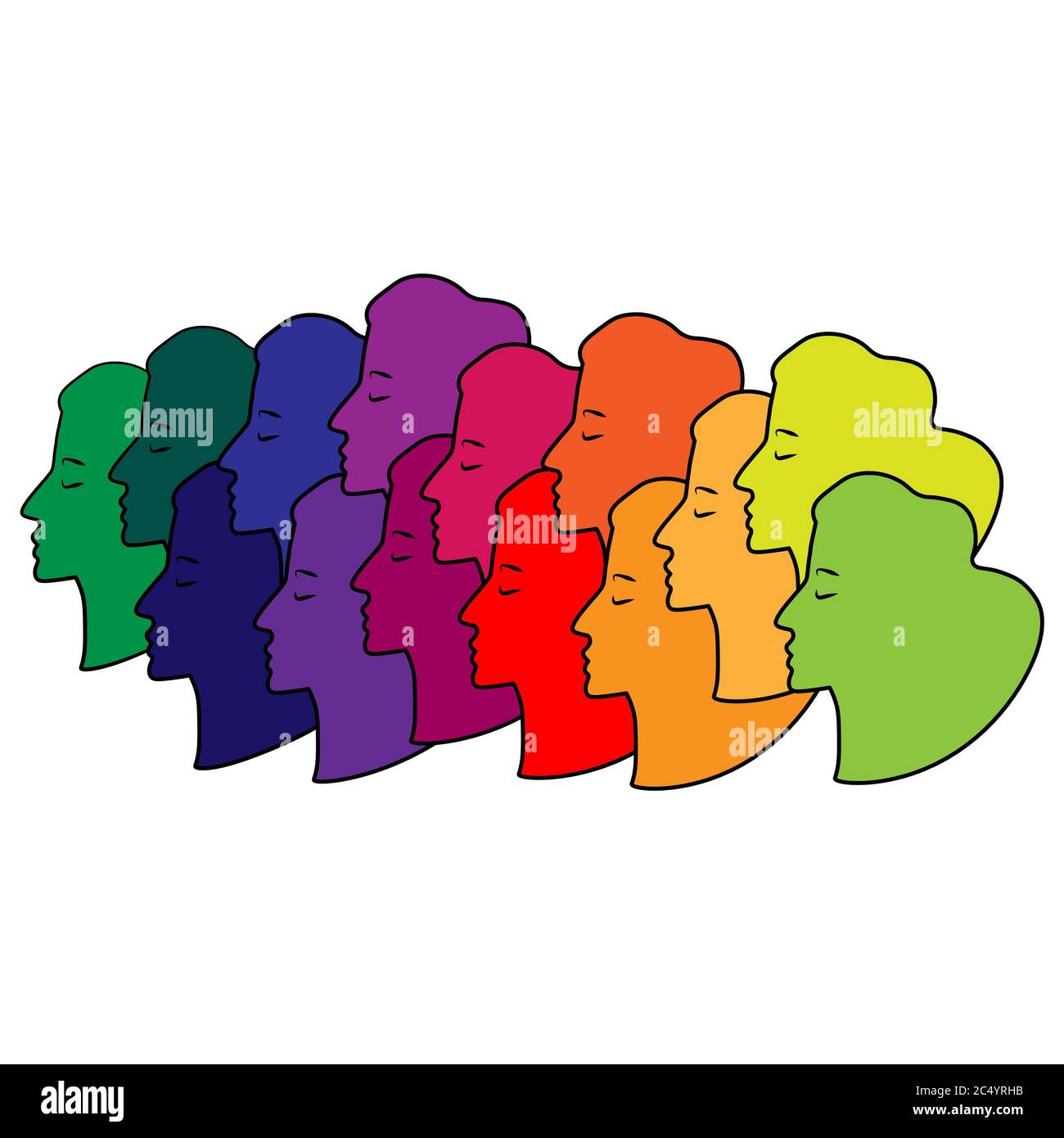 silhouettes of woman faces multicolored pattern Stock Vector Image ...