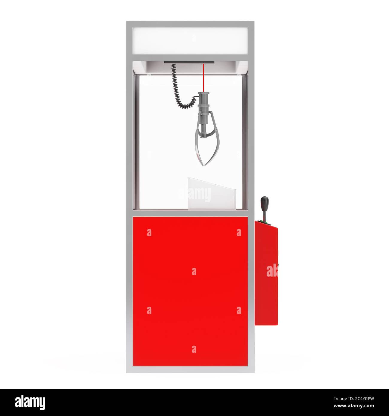 Empty Carnival Red Toy Claw Crane Arcade Machine on a white background ...