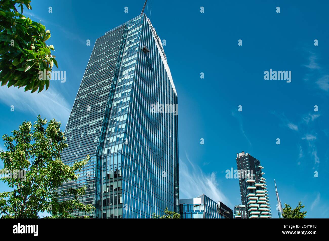 Milan, Italy, 06.29.2020: Diamond Tower, Torre Diamante headquarter ...