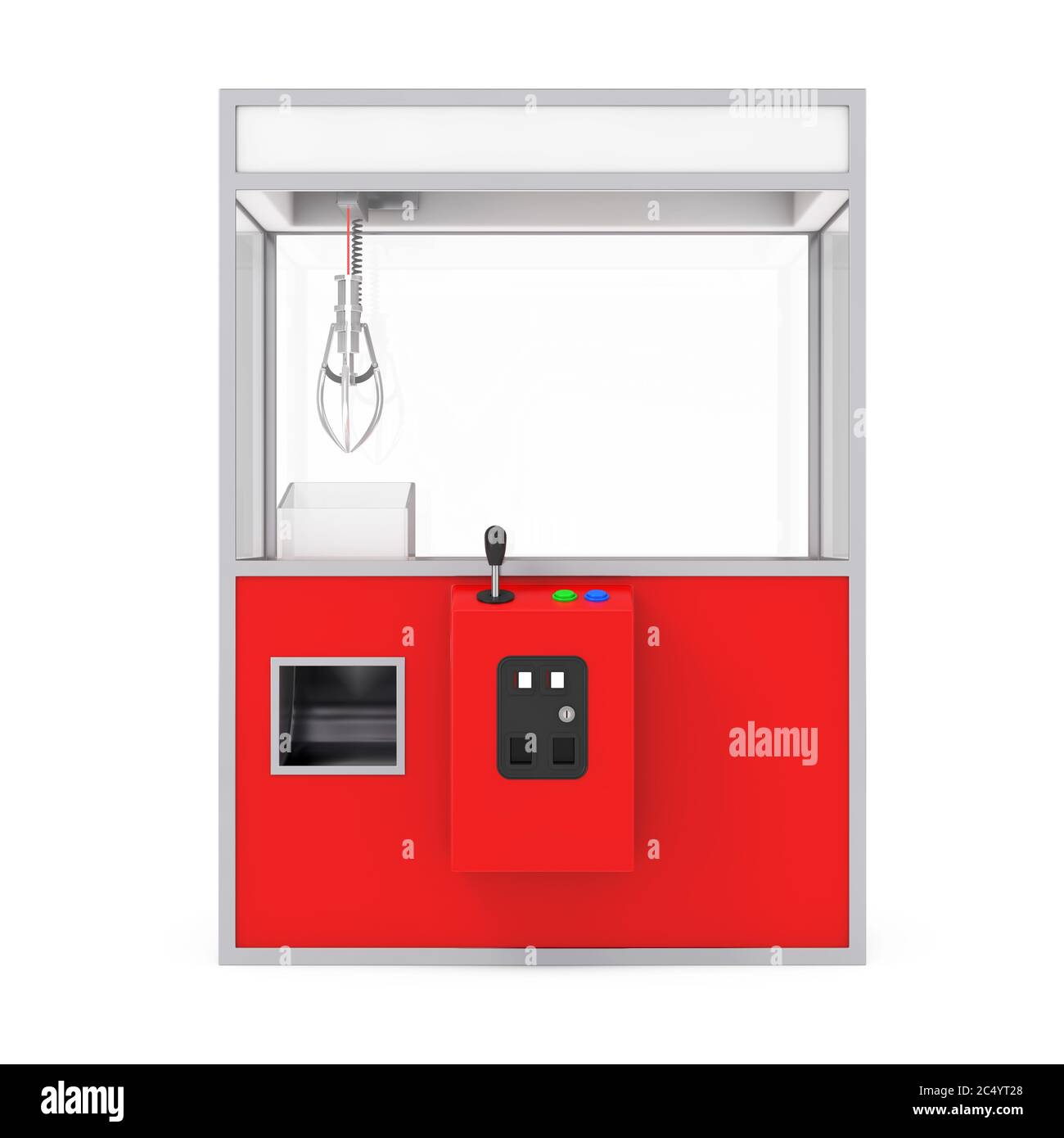 Empty Carnival Red Toy Claw Crane Arcade Machine on a white background ...